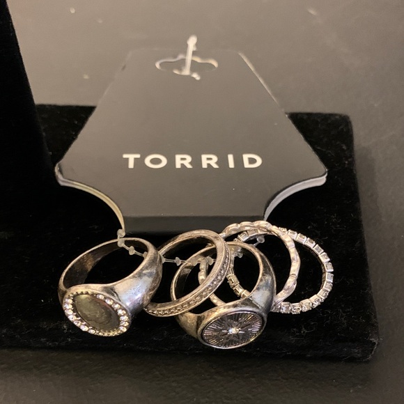 torrid | Jewelry | Torrid Black And Silver Womens Ring Collection Set ...